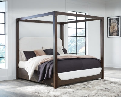 Breckington King Upholstered Canopy Bed – Ashley Furniture Homestore ...